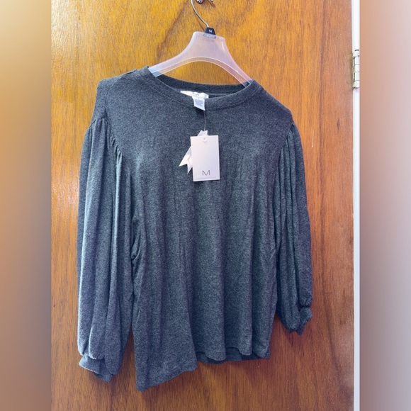 Magaschoni | Tops | Magaschoni Charcoal Blouse With Gathered Sleeves ...